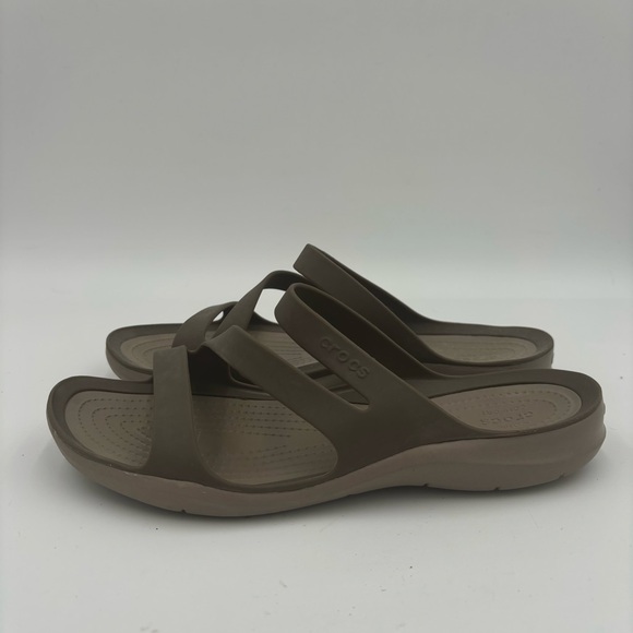 CROCS | Shoes | Crocs Womens Brown Tan Swiftwater Slide Sandals | Poshmark